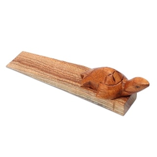Novica Handmade Curious Turtle Wood Door Stop - Bed Bath & Beyond ...