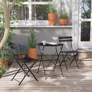 3 Piece Bistro Set Folding Outdoor Furniture Sets with Premium Steel Frame Portable Design for Bistro Balcony On Sale Bed Bath Beyond 40127508