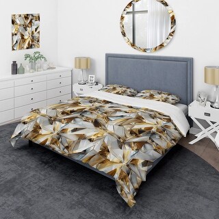 Designart "Gold And White Marble Opule II" White Glam Bedding Cover Set ...