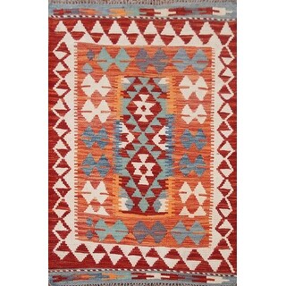 Southwestern Red Kilim Reversible Rug Hand-Woven Wool Carpet - 2' 7" x ...