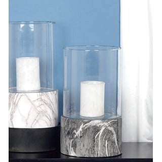 Grey Stoneware Contemporary Hurricane Lamp 13 x 8 x 8 - Bed Bath ...