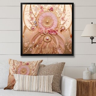 Designart "Fractal Boho Feather Amber Orange And Turquoise" Feathers ...