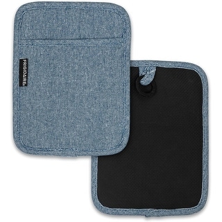 2 Pack - Blue Heat Resistant Thick Soft Quilted Lining Kitchen Oven Pot ...