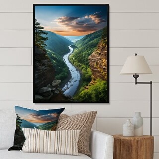 Designart "West Virginia Mountain River Landscape" West Virginia Framed ...