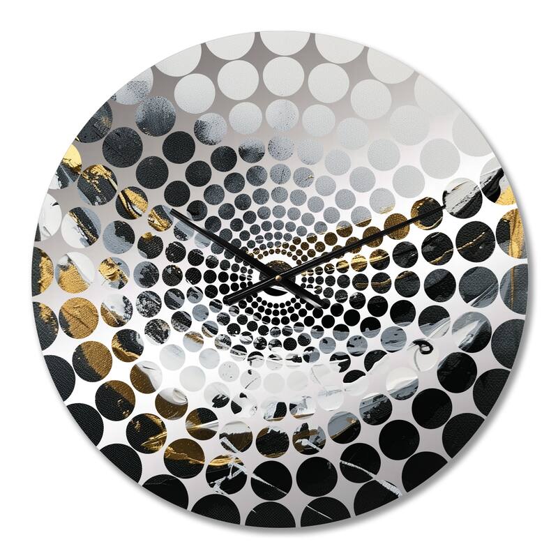 Designart "Minimal Joy In Black And Gold X" Black Abstract Clocks ...