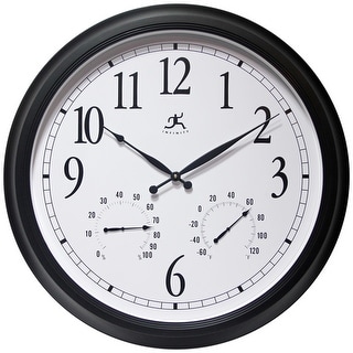 Classic Outdoor Large 24-inch Easy Read Black Outdoor Wall Clock with ...