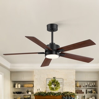 52" Integrated Ceiling Fan with LED Light and Remote(5 Reversible ...