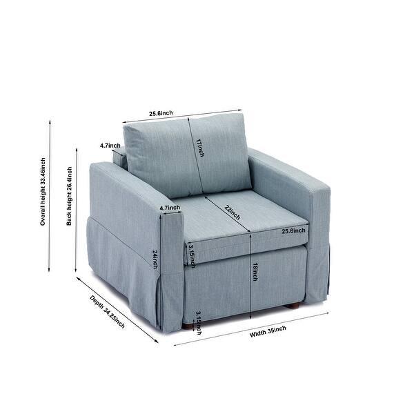 Linen Module Sectional Sofa Single Seat Cross Section Couch w/Ottoman ...