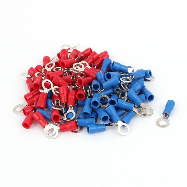 96Pcs RVS1.25-5 22-16 AWG Gauge Pre-insulated Ring Terminals Connector ...