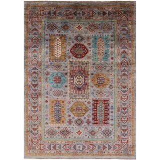 Golden Nile Turkmen Ersari Hand Knotted Wool Rug - 5' 8" X 7' 11" - Bed ...