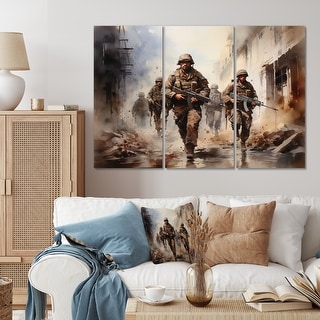 Designart "Us Military In Mission II" Army Canvas Prints Set - Bed Bath ...