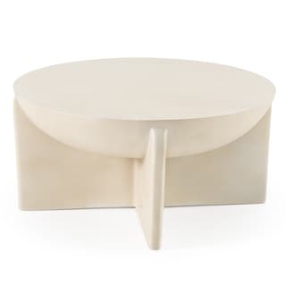 Modrest Elsa Modern Oyster Concrete Round Coffee Table - Bed Bath ...