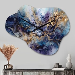 Designart - Gold Purple Captivating Liquid Ink I - Abstract Marble ...