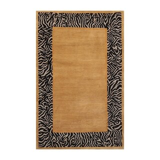 Hand Knotted BrownTibetan Wool and Silk ModernOriental Area Rug (4x6 ...