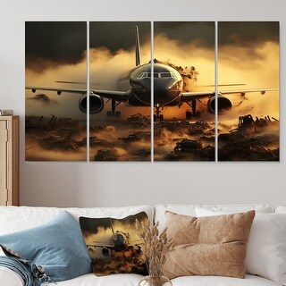 Designart "Airplane Ready For Takeoff I" Transportation Plane Canvas ...