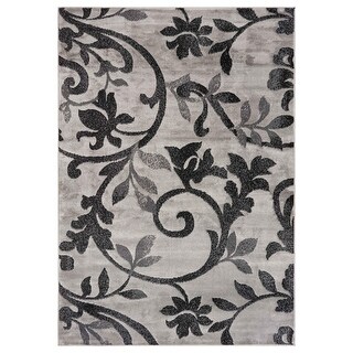 5' x 7' Gray Filigree Vines Area Rug - 3'6" - Bed Bath & Beyond - 39599808