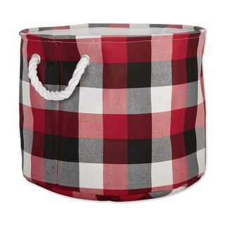 Checkered Round Large Storage Bin - 16" - Red and Black - Bed Bath ...
