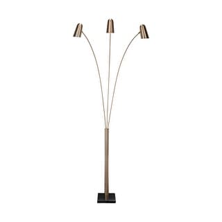 95 Inch Modern Metal Arc Tri Lamp with Dimmer, Marble Base, Gold, Black ...