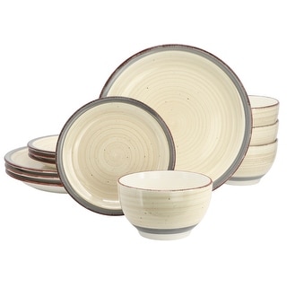 12 Piece Ceramic Dinnerware Set in Beige - Bed Bath & Beyond - 41646266