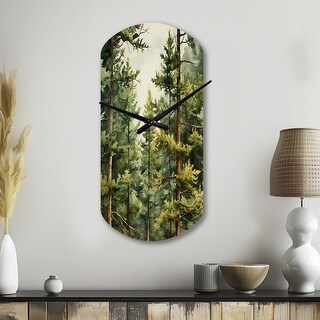Designart - Pine Tree Symphony II - Tree Pine Large Wall Clock in ...