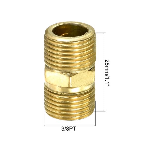 Pipe Fitting 3/8PT Male Thread Hex Extension Connector Adapter Gold ...