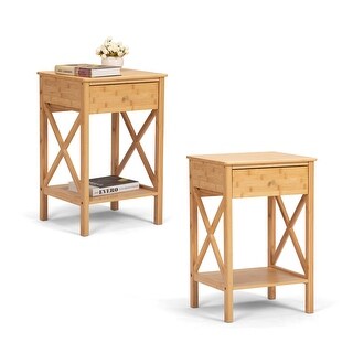 Bamboo Nightstand, Wood End Table with Drawer - Bed Bath & Beyond ...