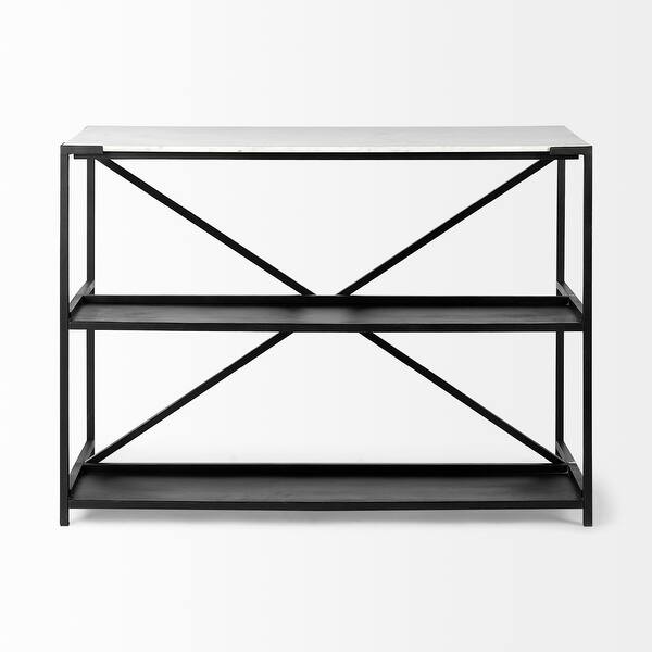 Lucas IV Black Two-Tier Iron Body w/White Marble Top Kitchen Island ...