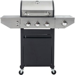 3-Burner Propane Barbecue Gas Grill, Stainless Steel Portable Grill BBQ ...
