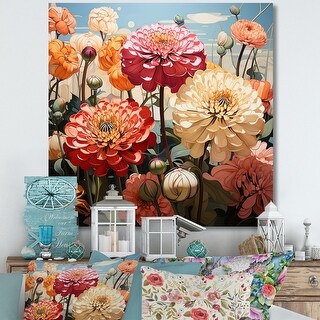 Designart "Zinnias With Their Curvaceous Forms I" Zinnias Wall Art ...