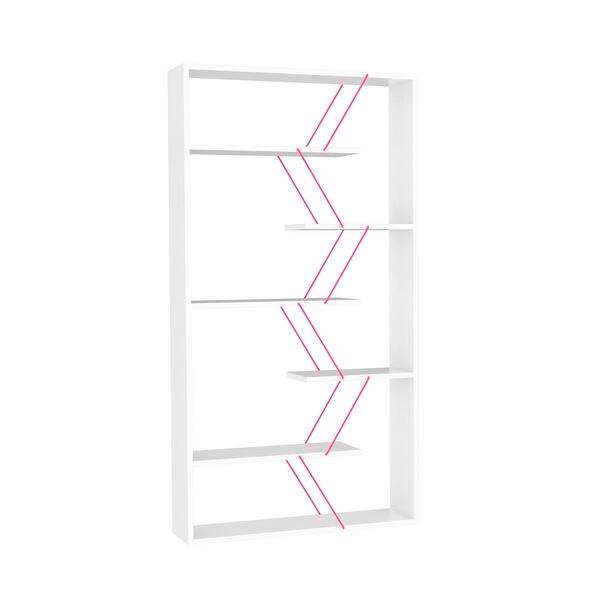 Large Capacity Irregular Bookcase with 5 Solid Wood Shelves Stylish ...