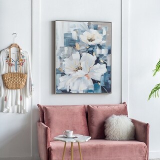 Large Rectangle Framed Wall Art Flower Canvas Print, Home Decor - Bed ...