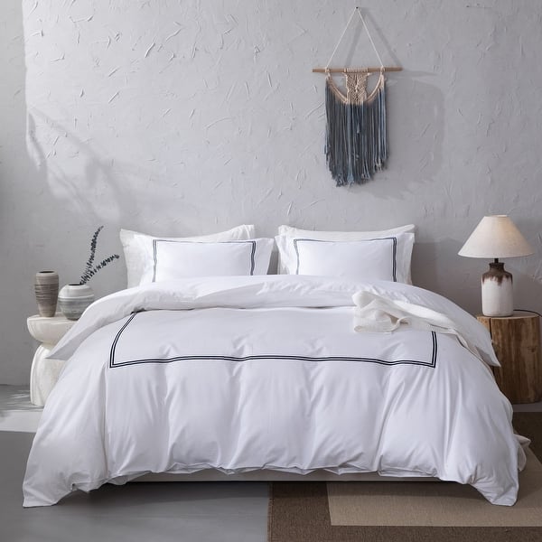 Wholelinens Cotton Sateen 500 TC Hotel Satin Stitch Duvet Cover Set ...