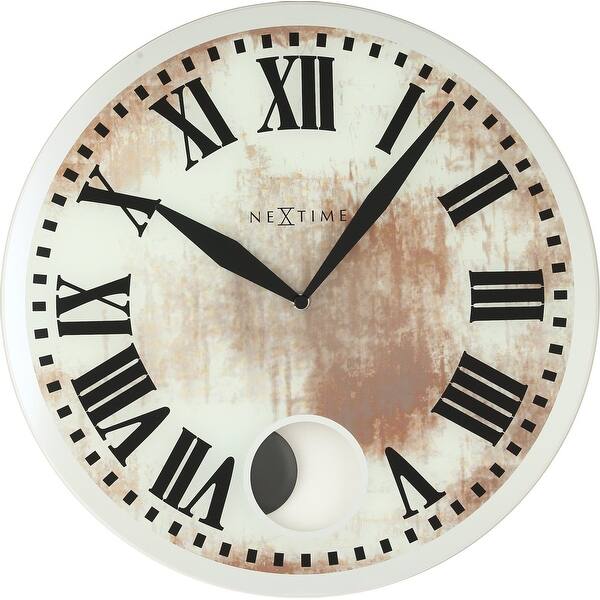 NeXtime Romana Glass Wall Clock, Pendulum Movement, Modern Roman ...