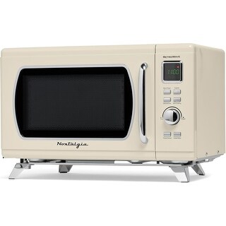 0.9 Cu Ft Vintage-Style Microwave with Cream Finish & Compact ...