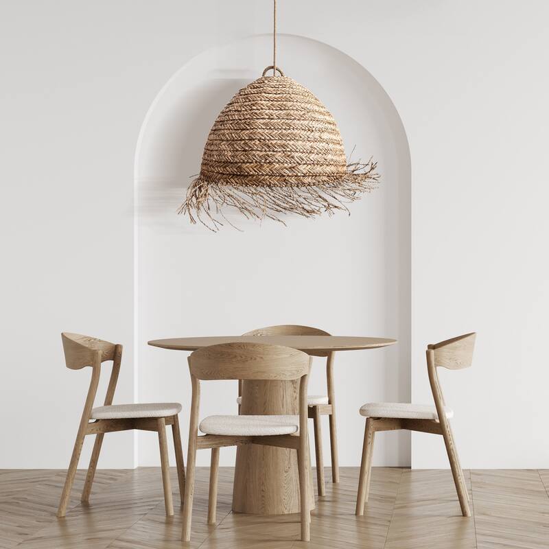 Selene Seagrass Pendant Light - Natural Dome 1-Light Handwoven Light ...