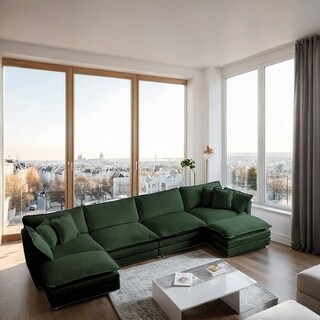 Green U Shaped Couch with Reversible Chaise,Modular Large U-Shape ...