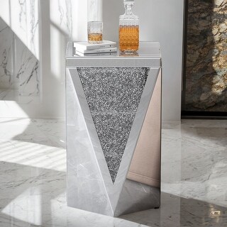 Silver Mirrored End Table - Crushed Diamonds, No Assembly Needed - Bed ...