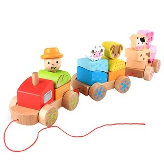 Wooden Farm Animals Pull Train Toy Baby Baby Toys Gift For Toddler ...
