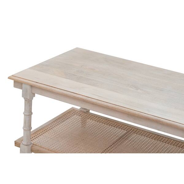 Carolina Living Chesterfield Wood & Cane Coffee Table - Whitewash - On ...