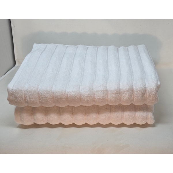 Violet Linen Ribbonette Ribbed Wavy Striped Pattern Bath Towel Sheets Set of Two - 33" X 66 ...