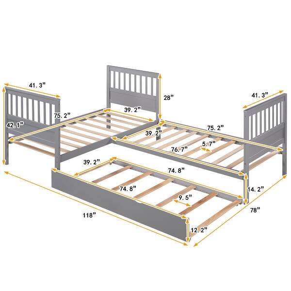 3 in 1 Design Corner Bed Vertical Slats Style L-Shaped Wood Platform ...