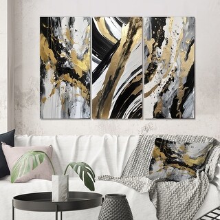 Designart "New Gold Balance I" Abstract Painting Wall Art Living Room ...