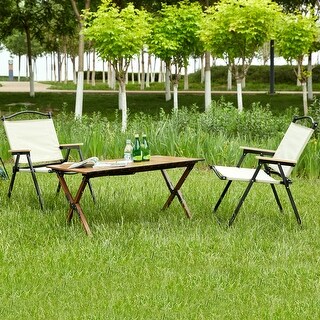 3-piece Folding Outdoor Table and two chairs,Lightweight Aluminum Roll ...
