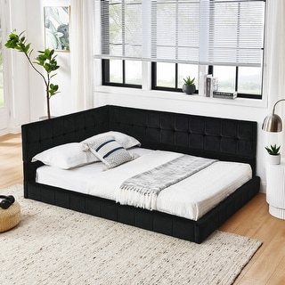 Full Corner Daybed, Full Size Upholstered Daybed Velvet Sofa Bed Frame ...