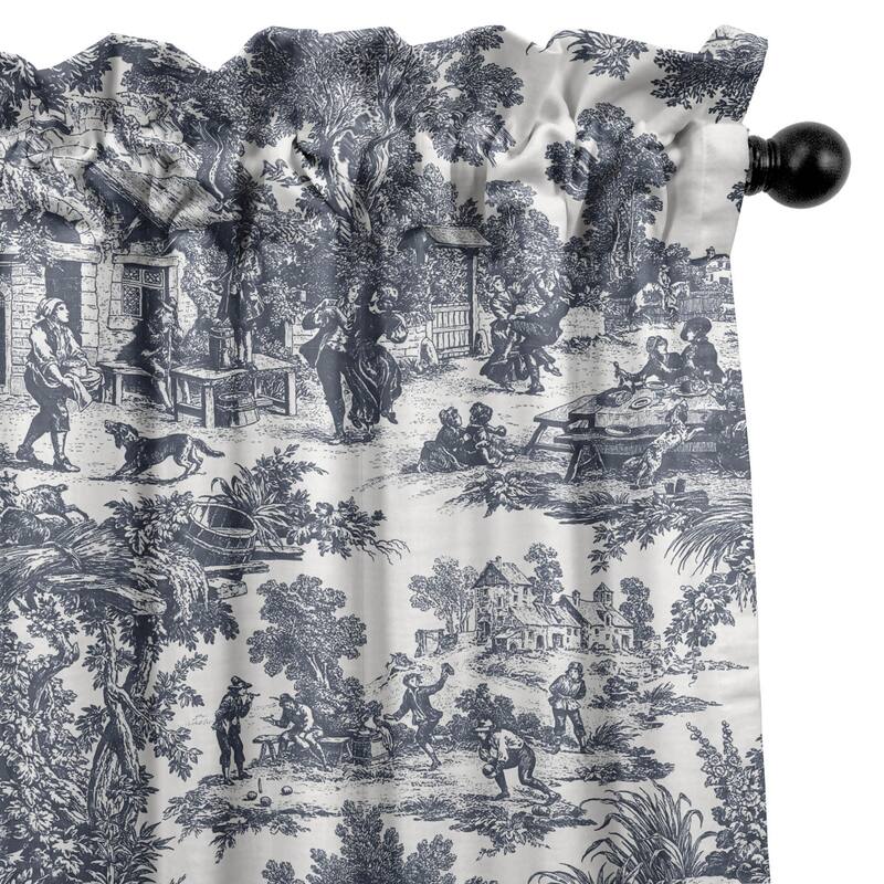 6ix Tailors Au Village Toile Denim Grommet Top Drapery Panels Set of 2 ...