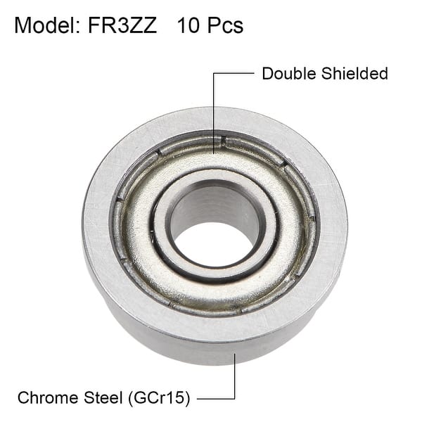FR3ZZ Ball Bearings Z2 3/16"x1/2"x0.196" Double Shielded Chrome Steel ...