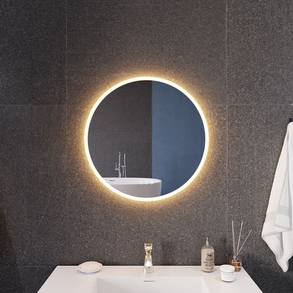 ANZZI 24-in. Diam. LED Front/Back Lighting Bathroom Mirror with ...