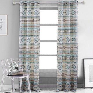 Kiev 84 Inch Window Two Panel Curtains, Microfiber Blue Southwest ...