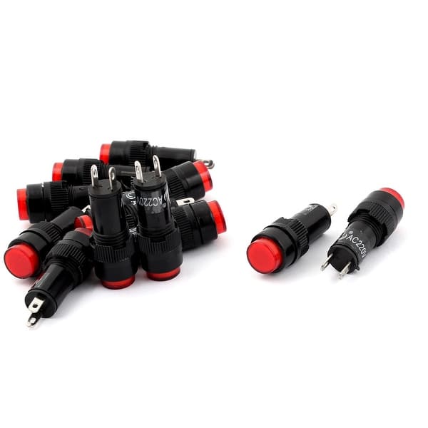 AC 220V 2 Terminals Red Indicator Pilot Signal Light Lamp Bulb Black ...