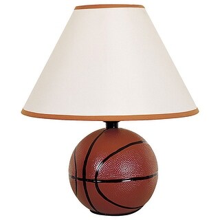 12" Tall Ceramic Table Lamp, Basketball Shaped, Linen Shade - Bed Bath ...